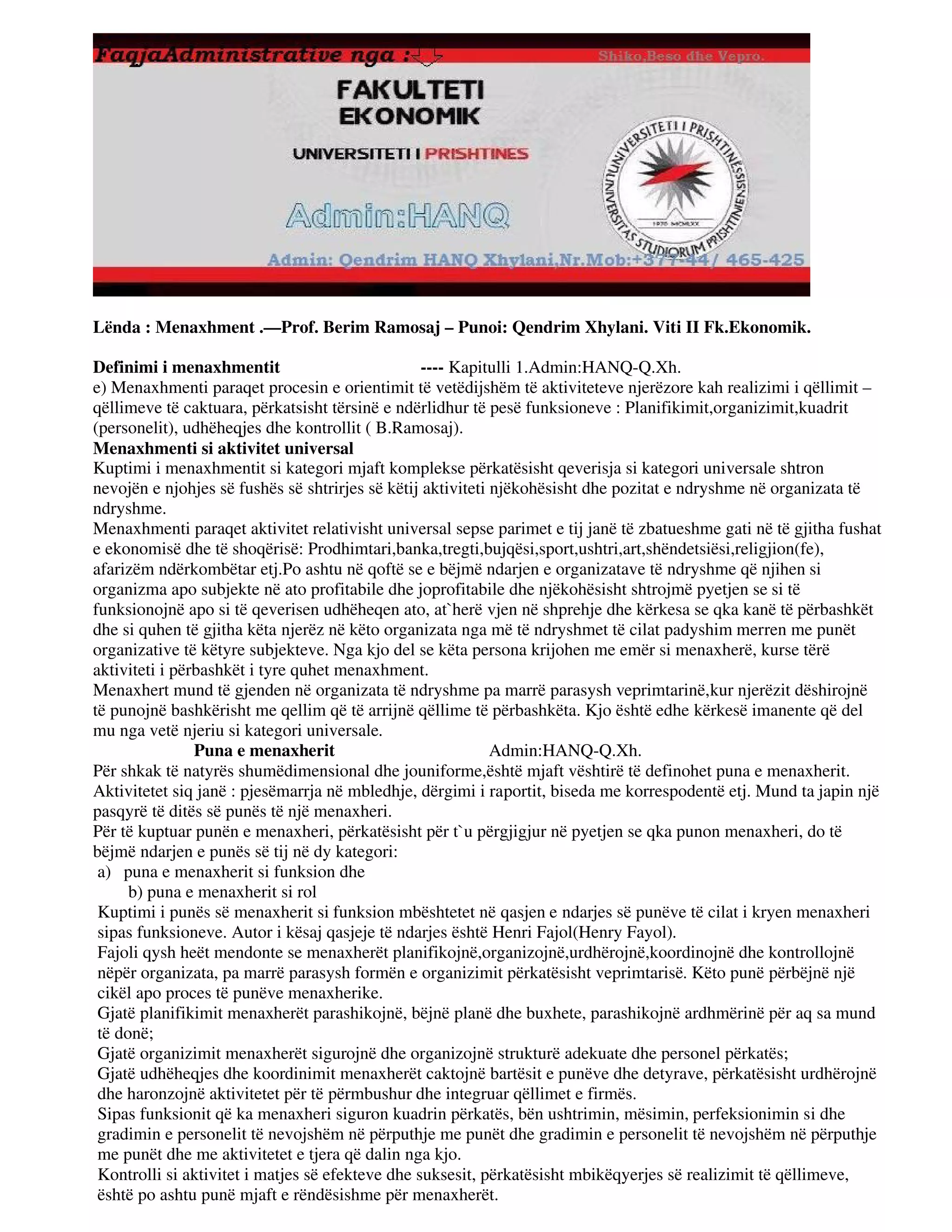 Lenda menaxhment berim ramosaj code- fk.ekonomik- admin hanq-q.xh. | PDF