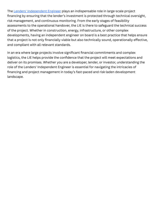 Lenders' Independent Engineer What It Is and Why It Matters.pdf