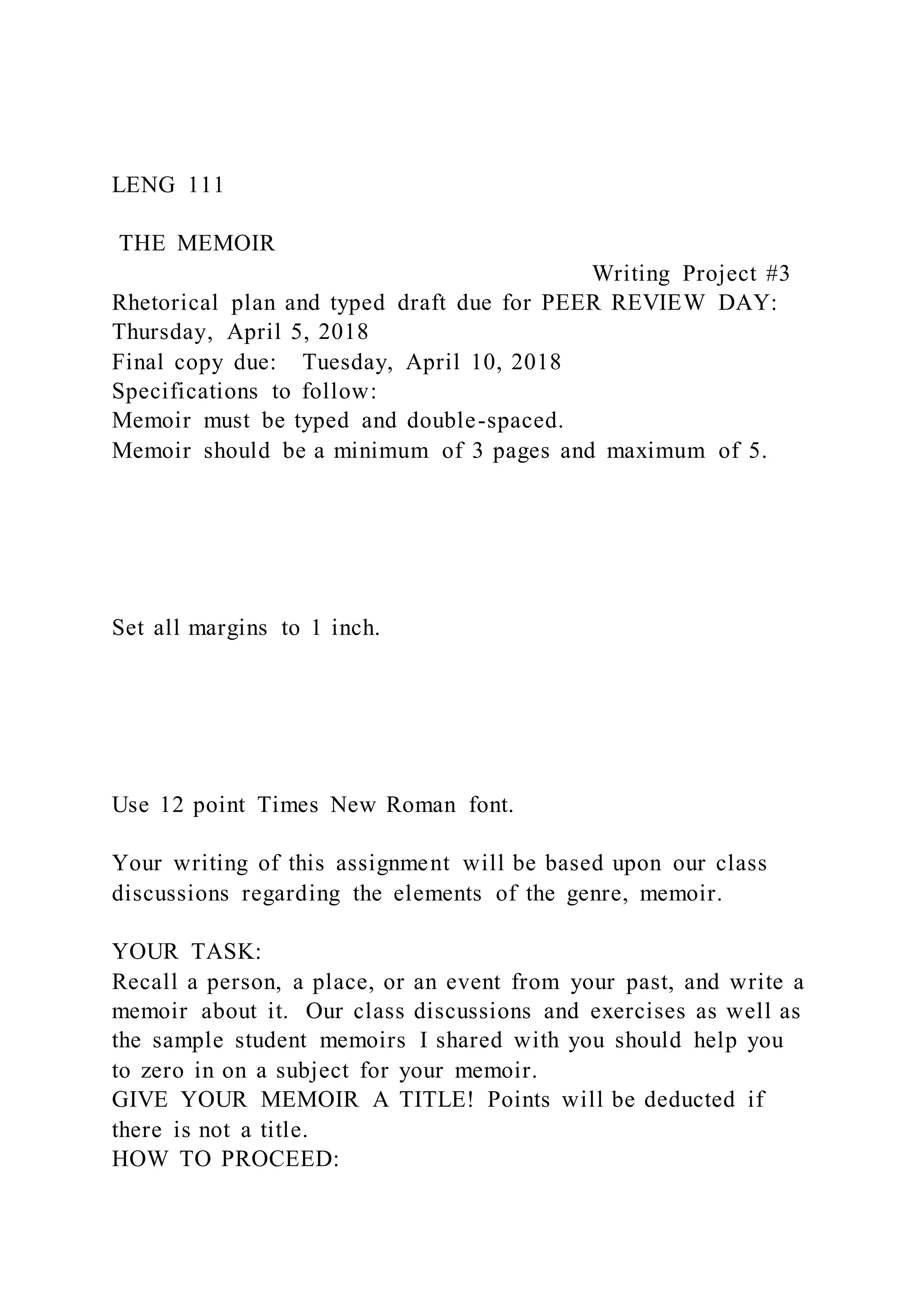 Leng 111 the memoir | DOCX