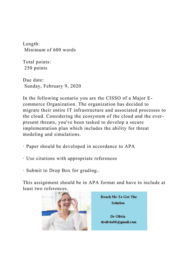 Length Minimum of 600 wordsTotal points 250 points.docx