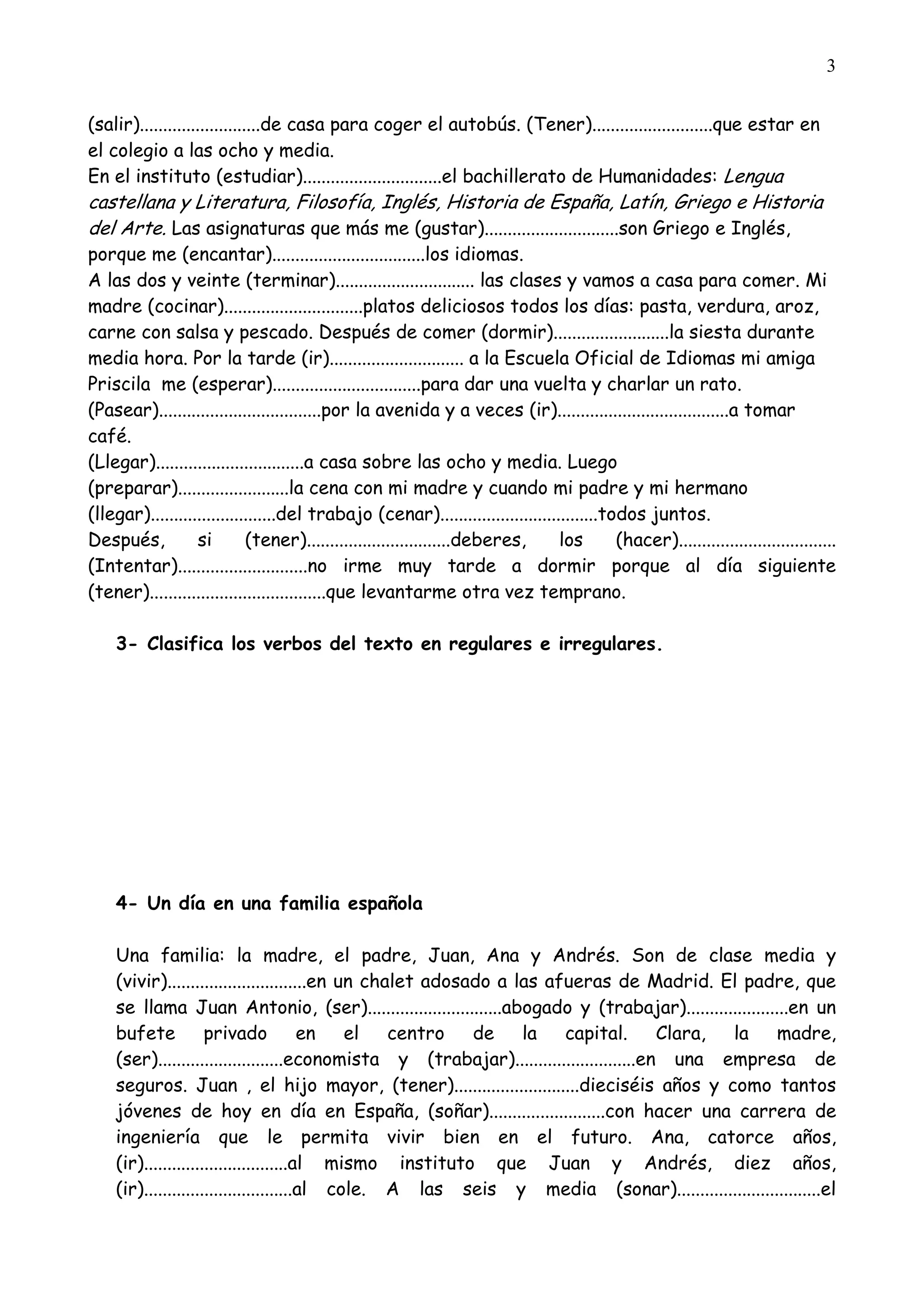 Lengua. verbos ejercicios de todo | PDF