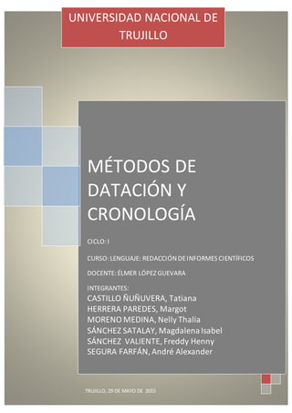 MÈTODOS DE DATACIÒN :RELATIVA Y ABSOLUTA(AREQUEOLOGÌA) | DOCX