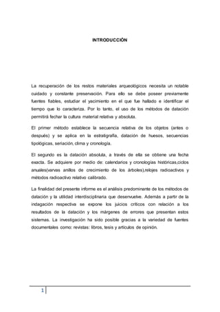 MÈTODOS DE DATACIÒN :RELATIVA Y ABSOLUTA(AREQUEOLOGÌA) | DOCX