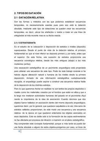 MÈTODOS DE DATACIÒN :RELATIVA Y ABSOLUTA(AREQUEOLOGÌA) | DOCX