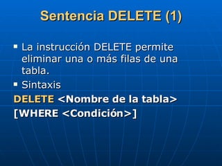 Lenguaje de Manipulación de Datos | PPT