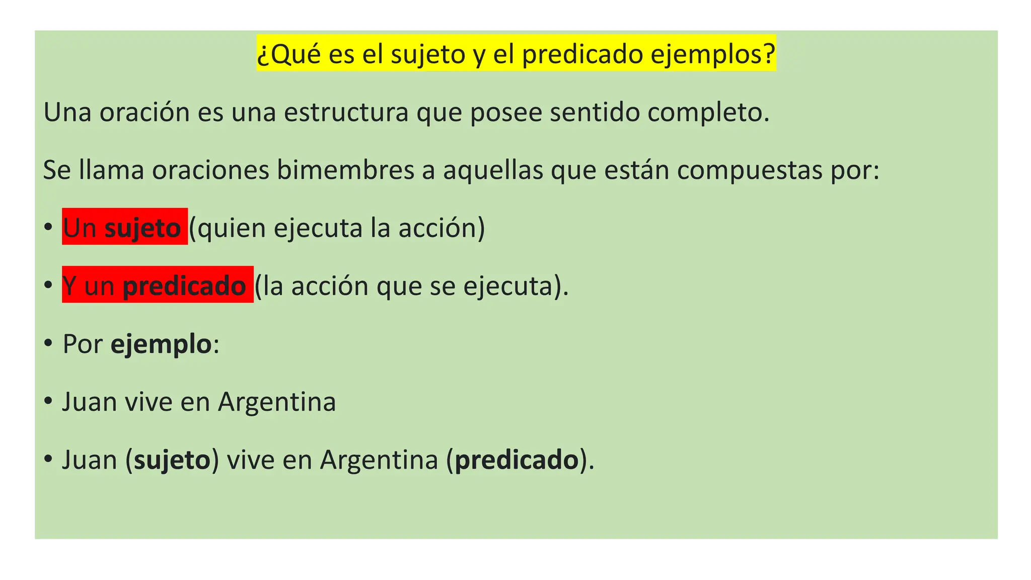 La oración simple y sus partes (sujeto y predicado). | PPT