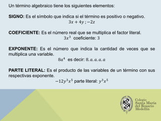 Lenguaje Algebraico y Monomio | PPTX