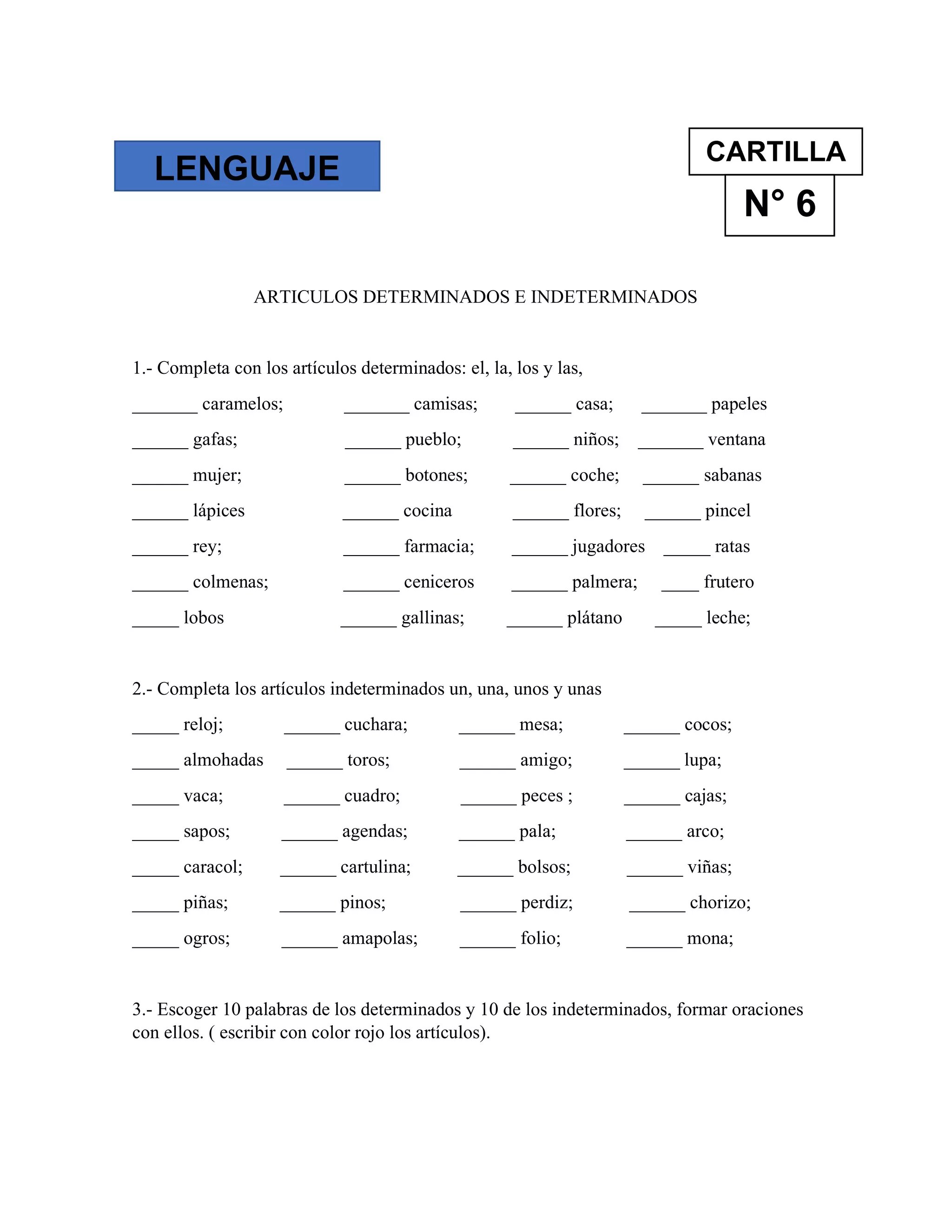 Lenguaje articulos determinados e indeterminados | PDF