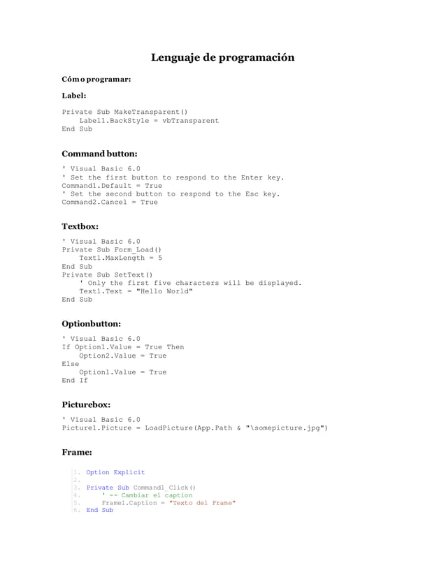 Lenguaje de programación | DOCX | Programming Languages | Computing