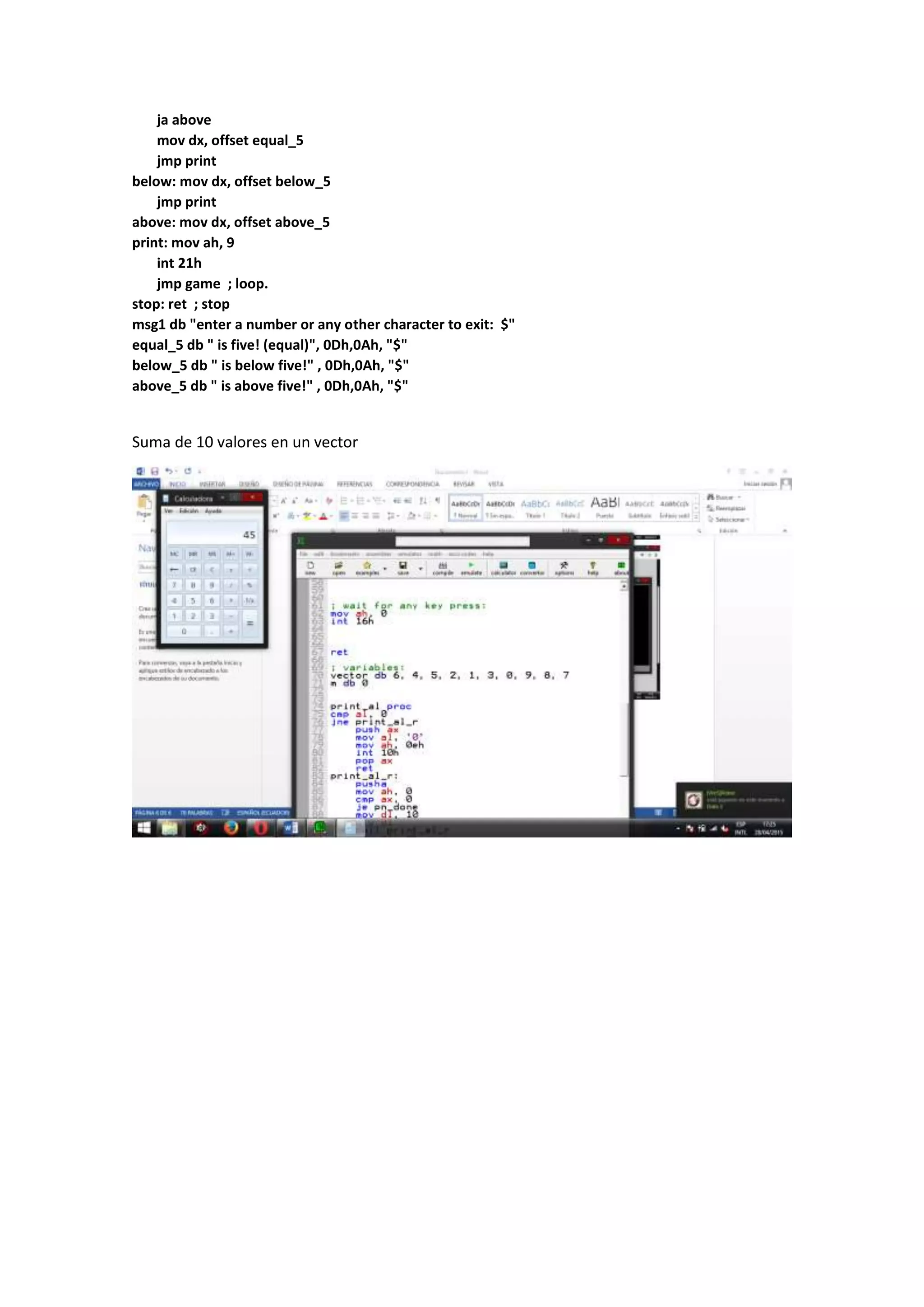 Lenguaje ensamblador EMU8086 | PDF