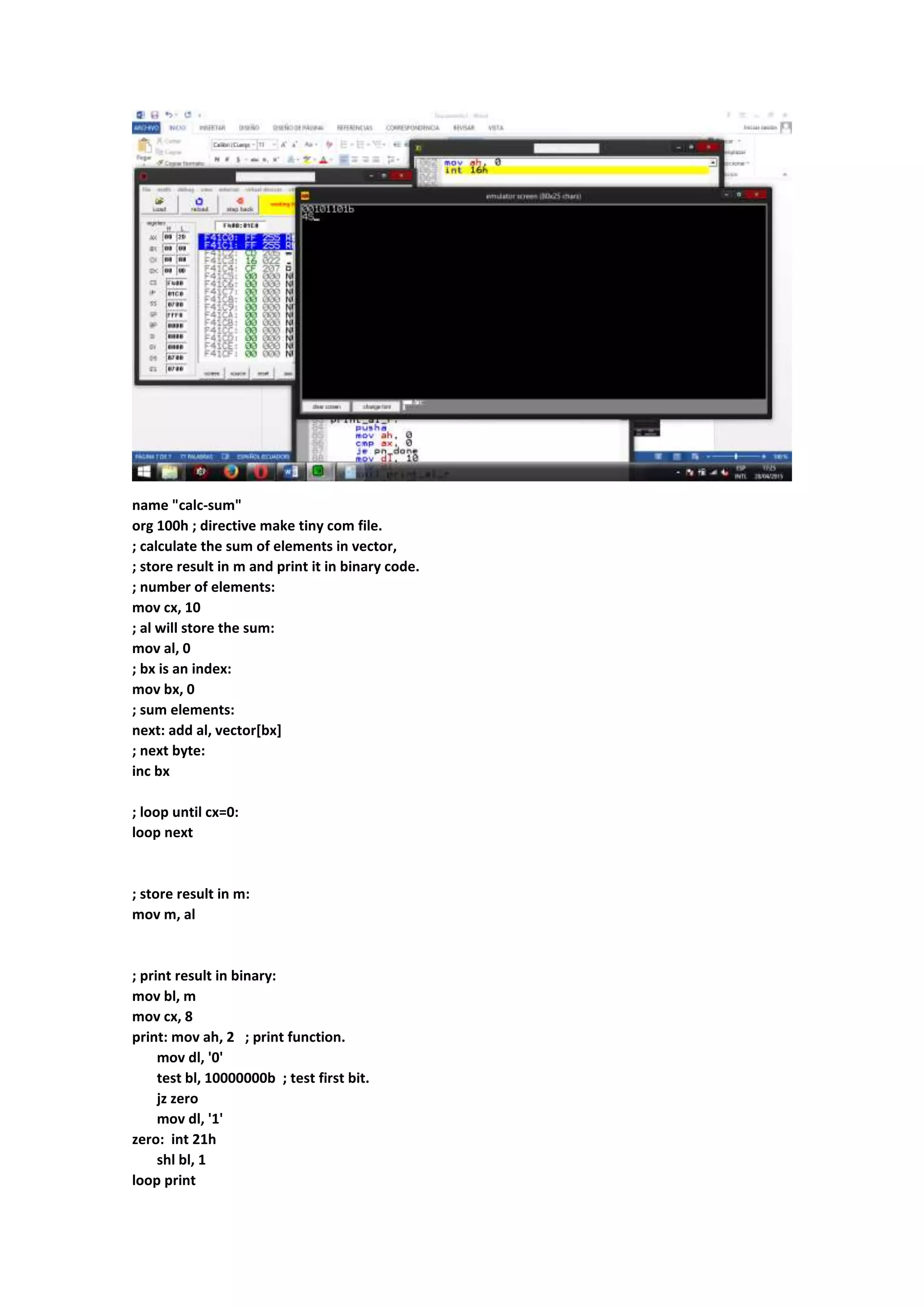 Lenguaje ensamblador EMU8086 | PDF