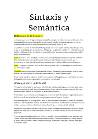Sintaxis Significado
