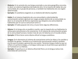 Lenguaje – lengua – habla y dialecto 5° | PPTX