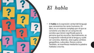 Lenguaje lengua y habla-presentación para estudiantes | PPTX