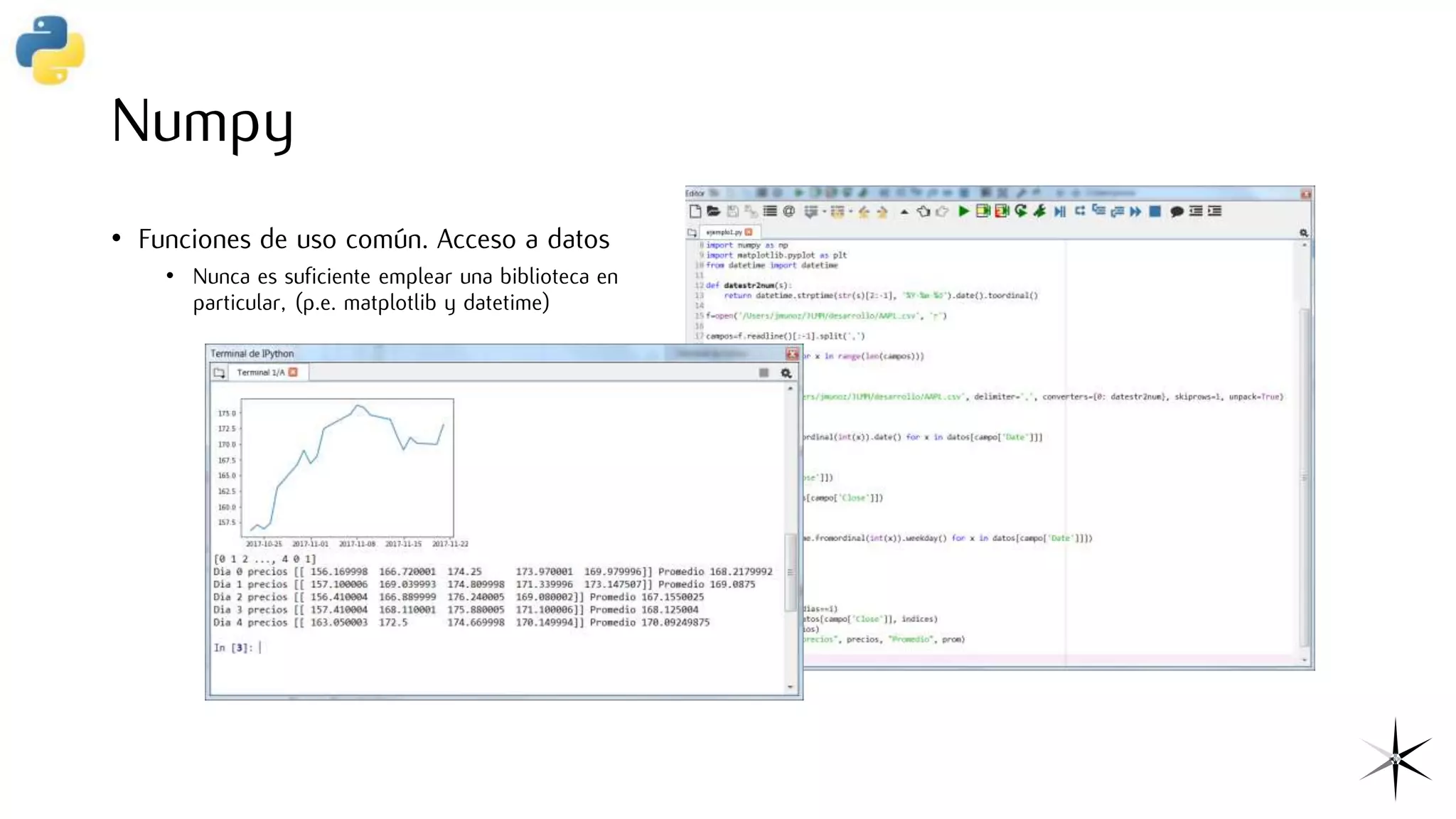 Lenguaje python en I+D. Numpy, Sympy y Pandas | PPSX