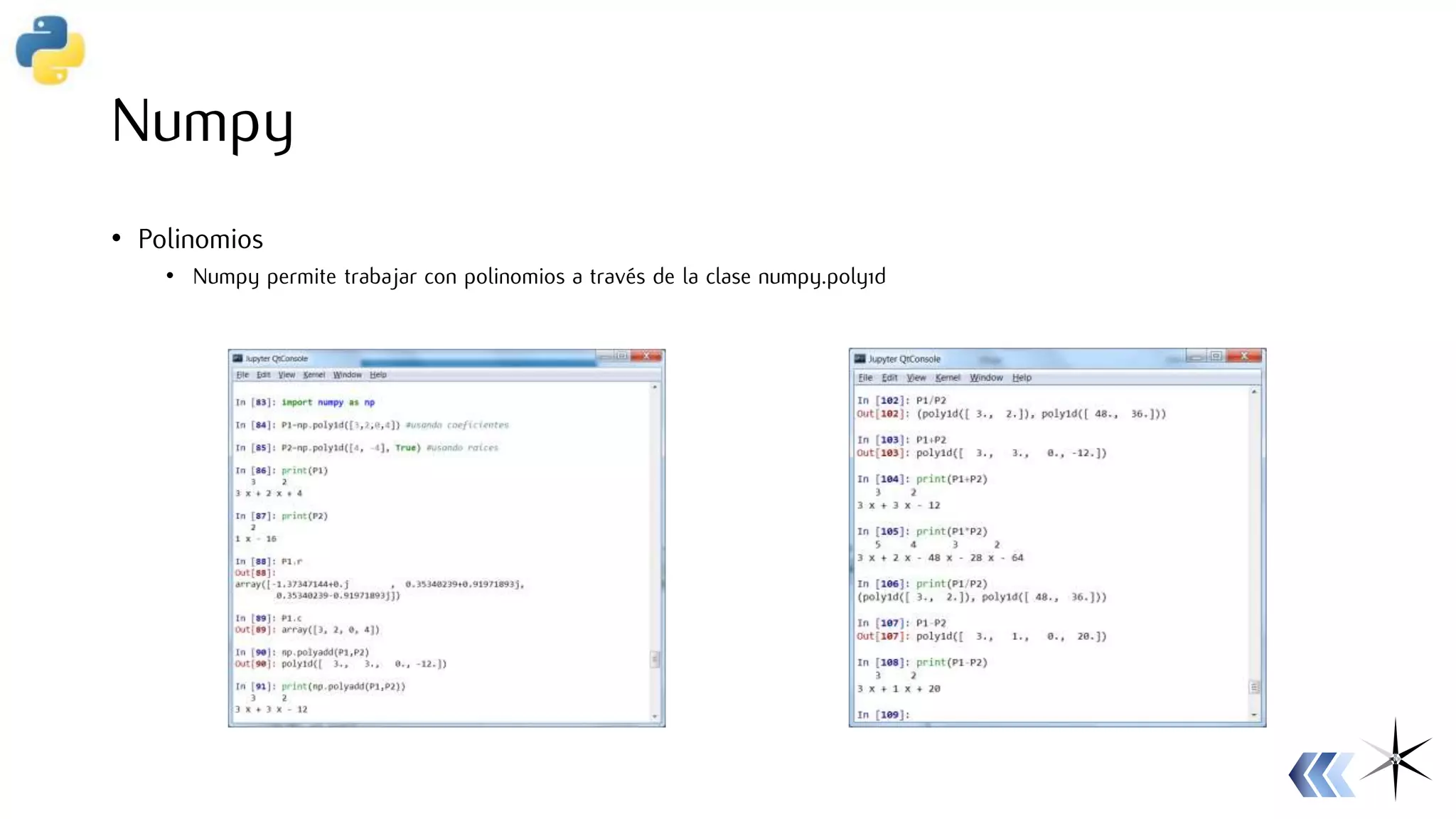 Lenguaje python en I+D. Numpy, Sympy y Pandas | PPSX