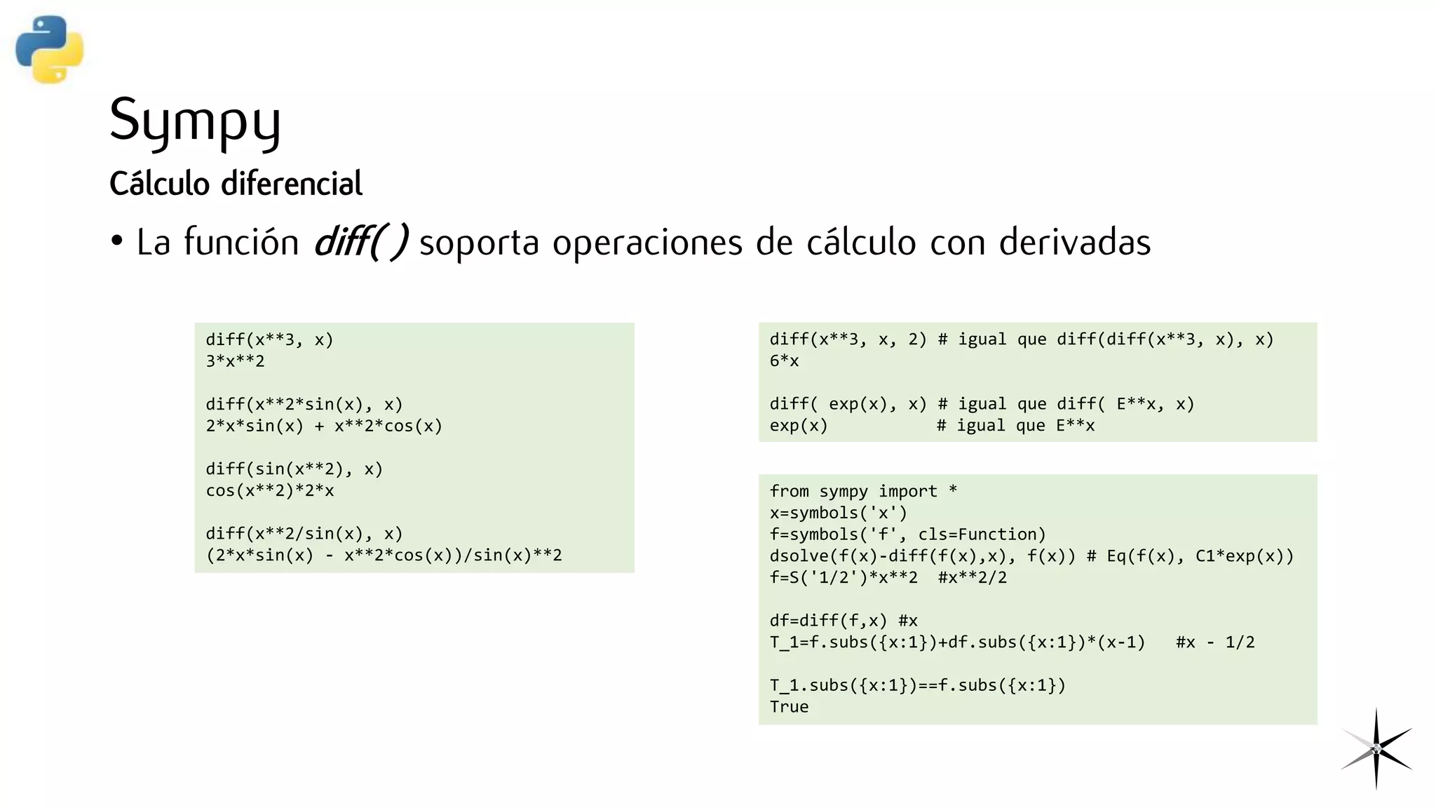 Lenguaje python en I+D. Numpy, Sympy y Pandas | PPSX