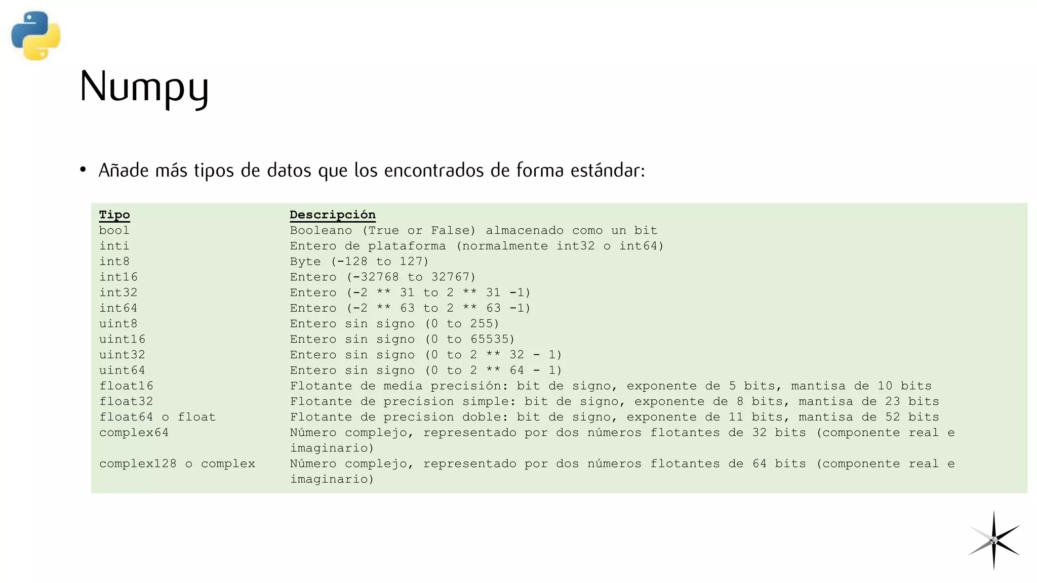 Lenguaje python en I+D. Numpy, Sympy y Pandas | PPSX