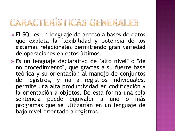 Lenguaje relacional estandar (sql)