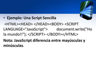 Lenguaje script | PPTX