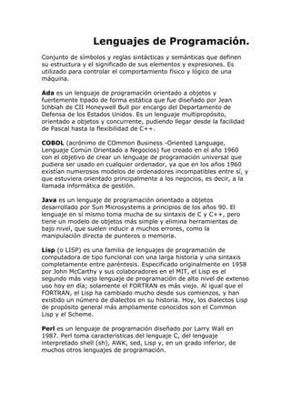 Lenguajes De ProgramacióN | DOC