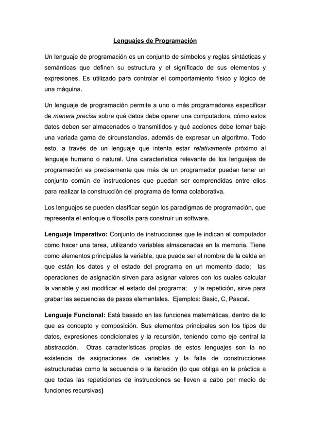 Lenguajes De Programación Pdf