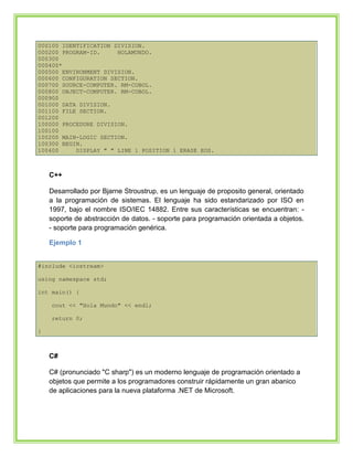 Lenguajes de programacion. | PDF