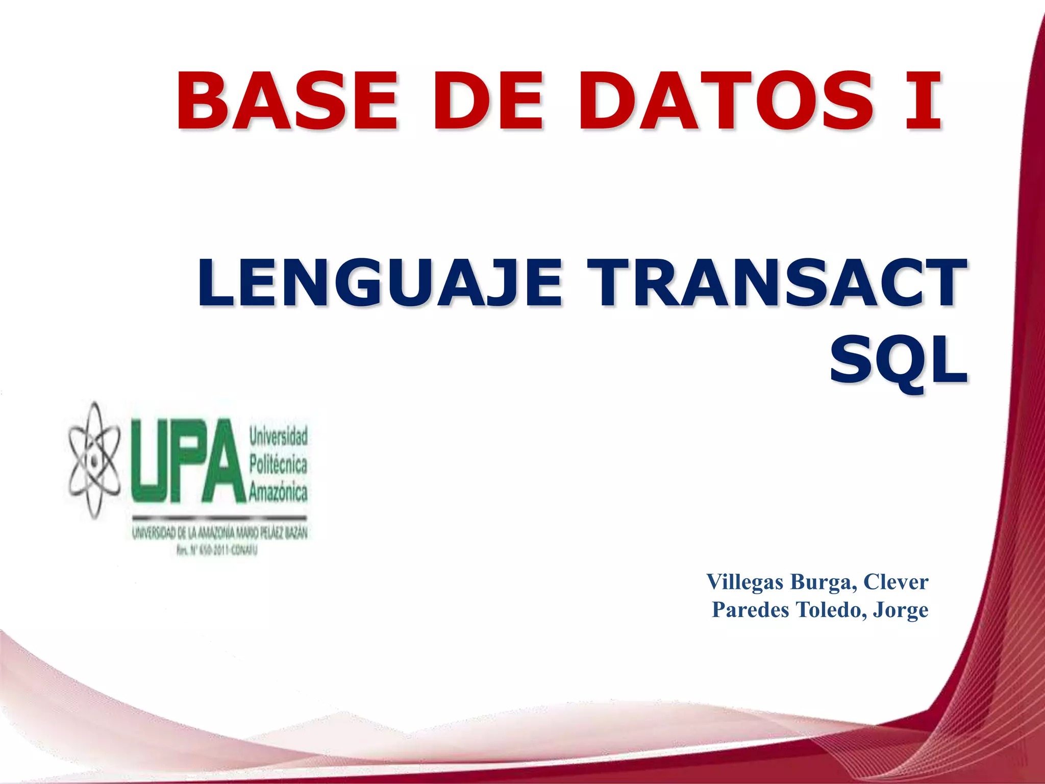 Lenguaje Transact Sql Ppt