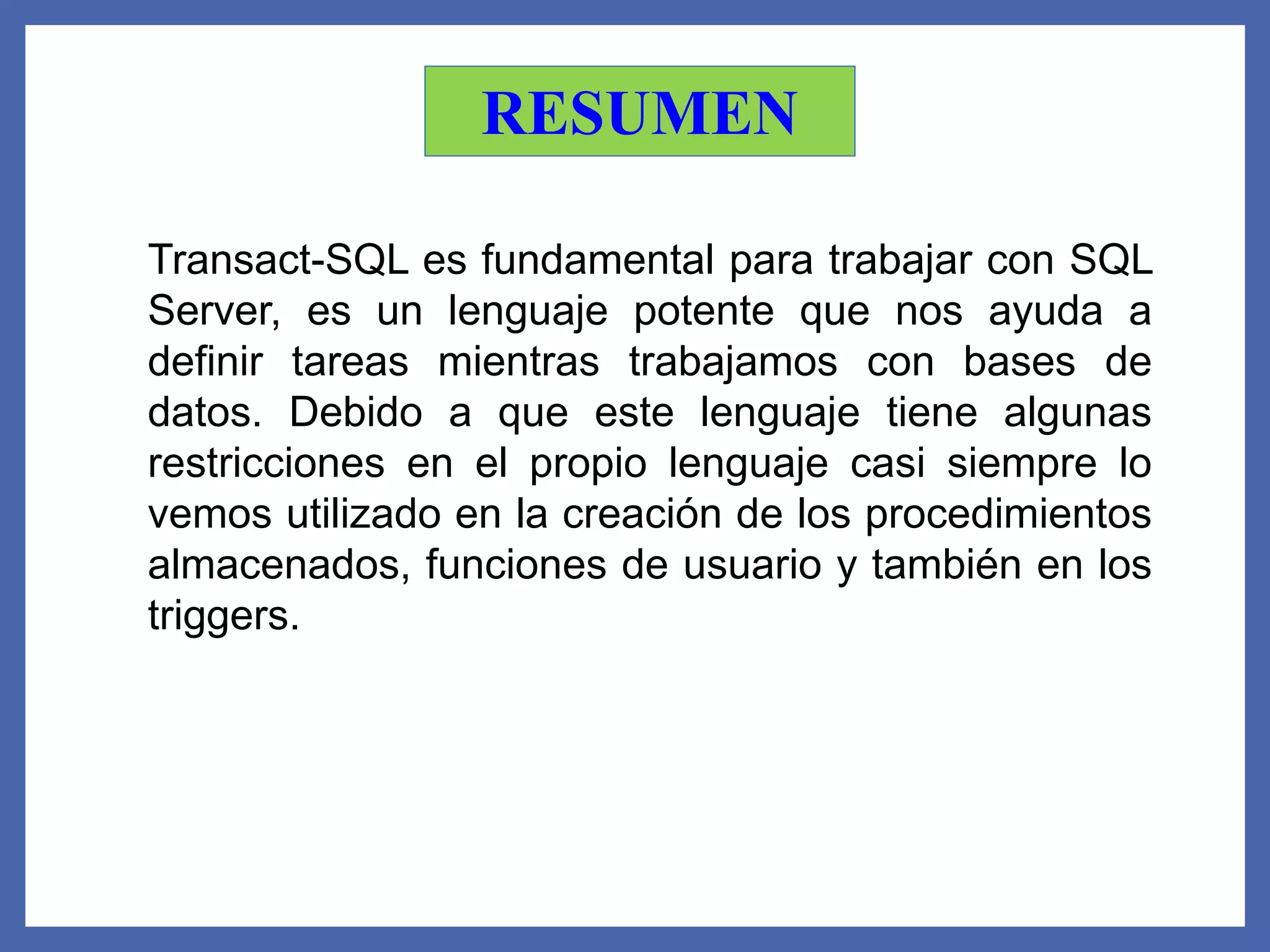 Lenguaje transact sql | PPT