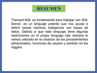 Lenguaje transact sql | PPT