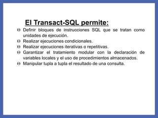 Lenguaje transact sql | PPT