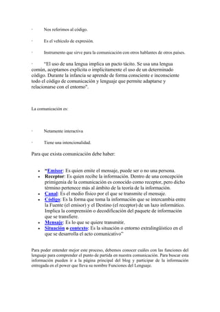 Lengua lenguaje comunicacion | DOCX