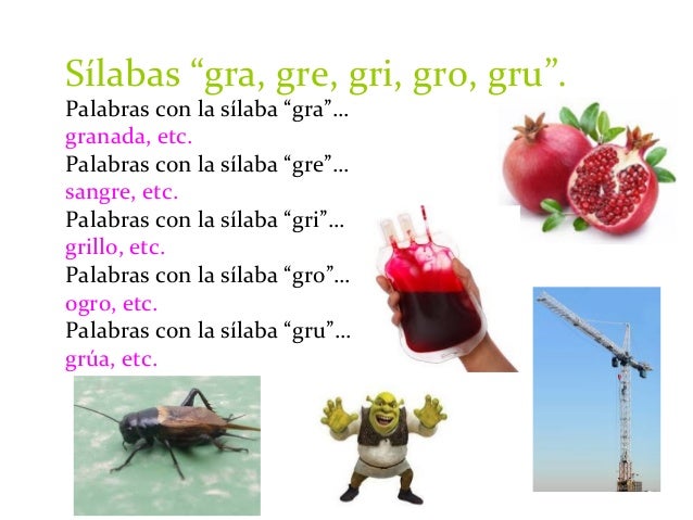 Palabras Con Gra Gre Gri Gro Gru Para Niños - Actividad del Niño