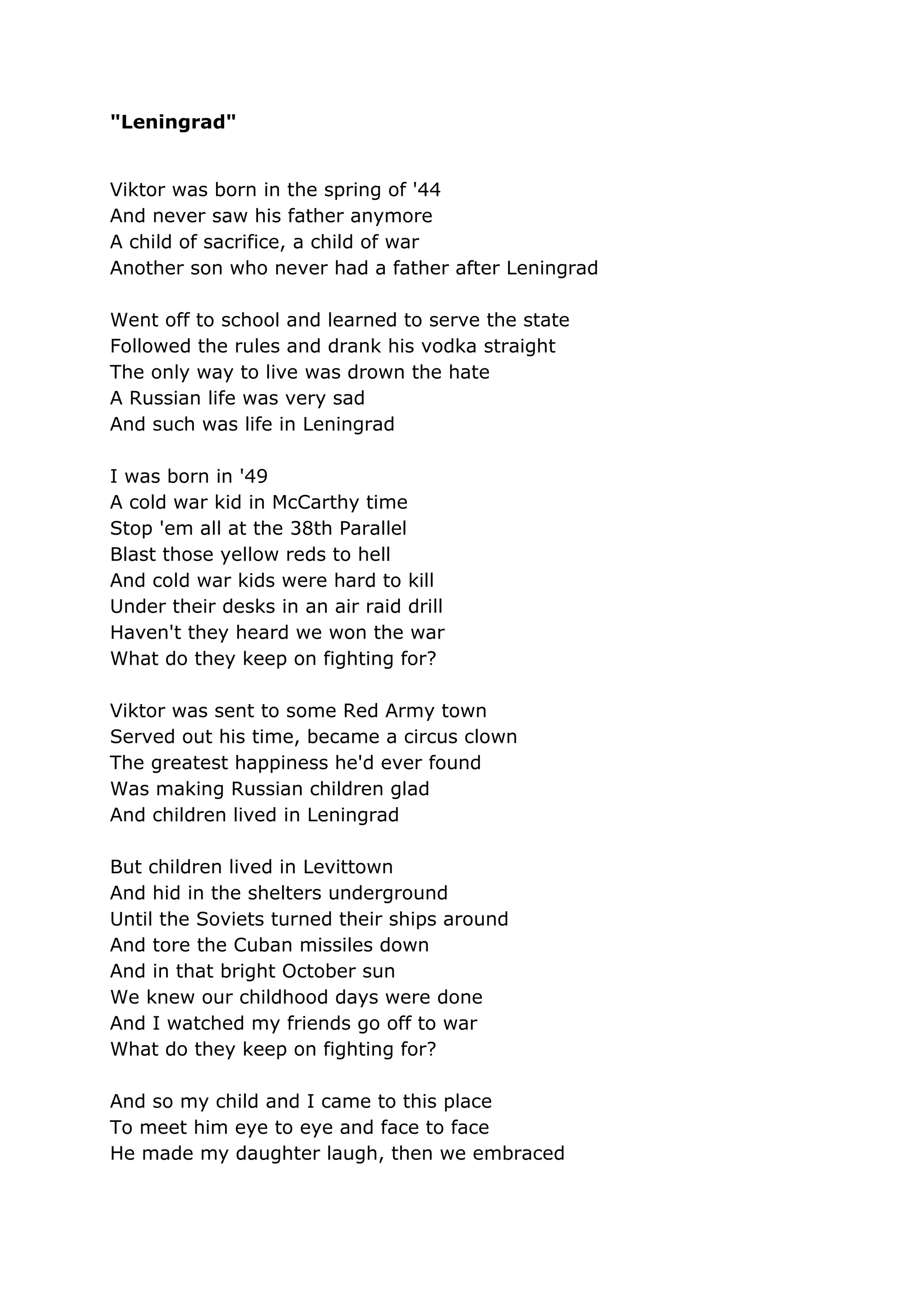 Leningrad - Billy Joel | PDF