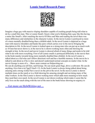Lennie Small Research Paper | PDF