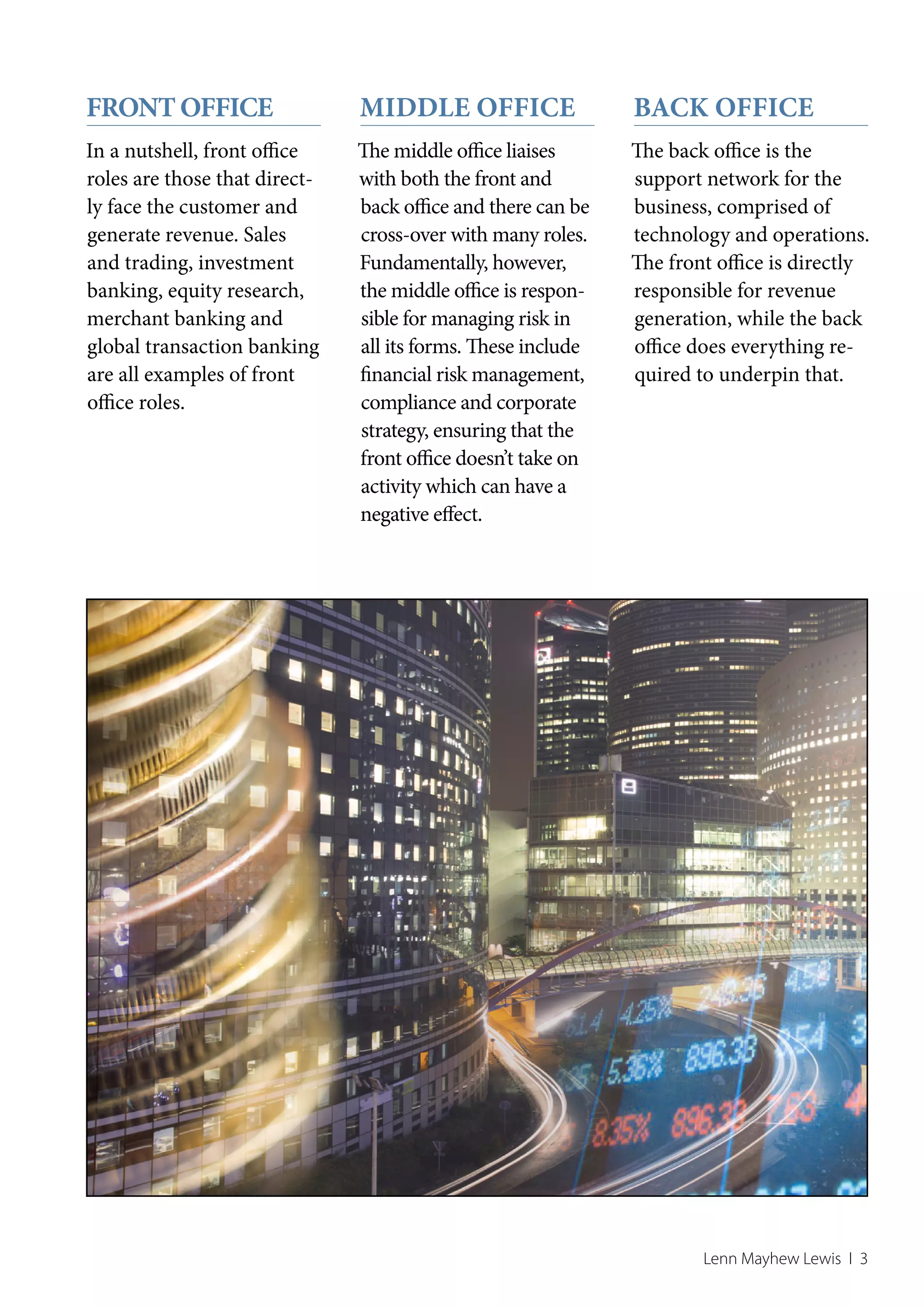 Investment Banking: Front, Middle and Back Office Roles | PDF