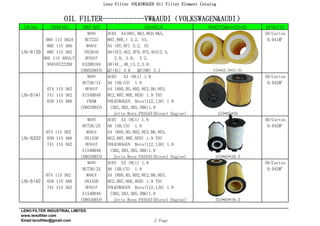 Leno filter volkswagen oil filter element catalog | PDF