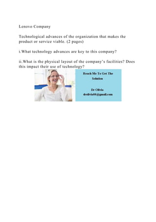 Lenovo CompanyTechnological advances of the organization that ma.docx