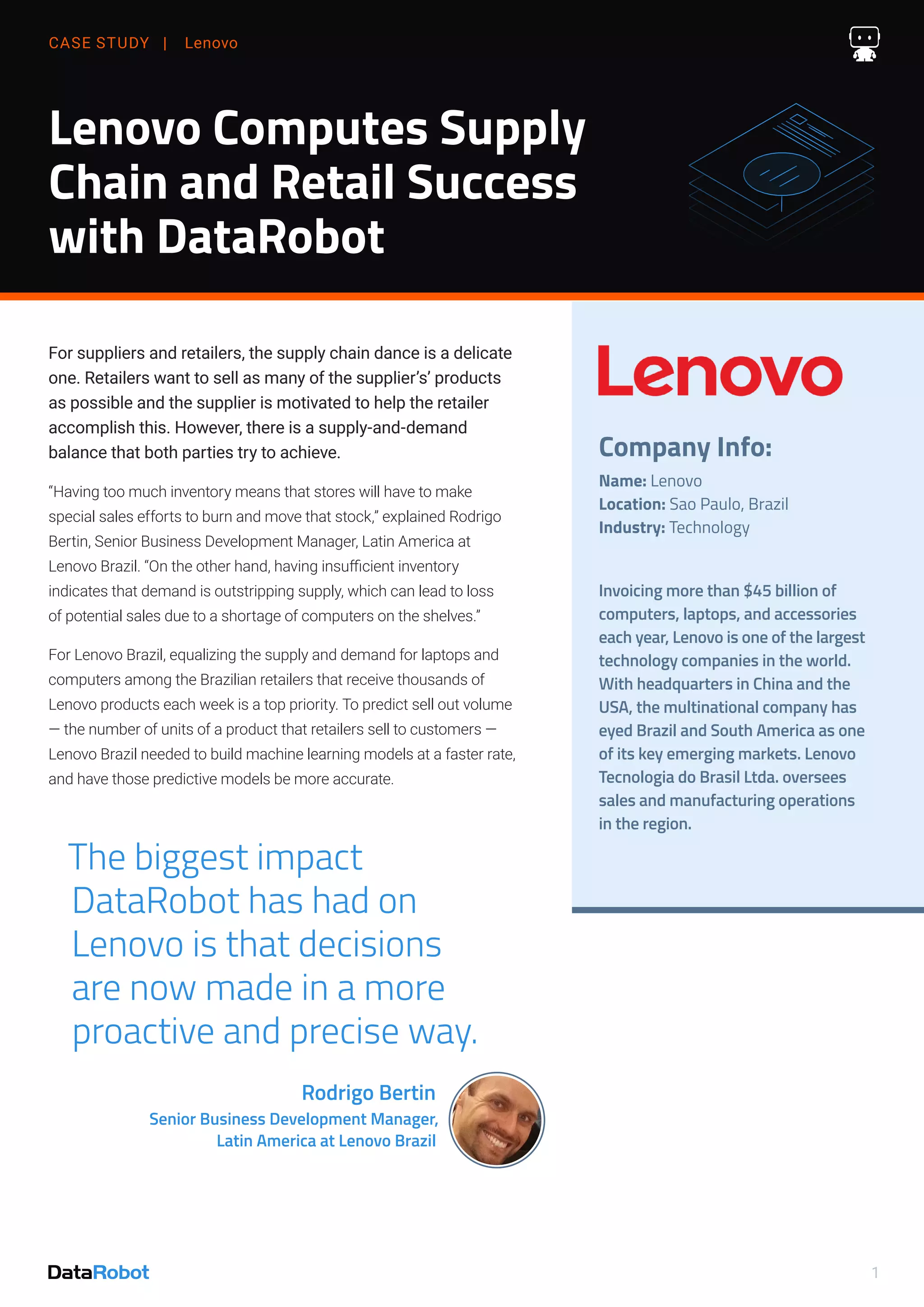 Lenovo Computes Supply Chain and Retail Success With DataRobot | PDF