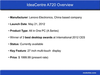 Lenovo idea centre a720 spec | PPS