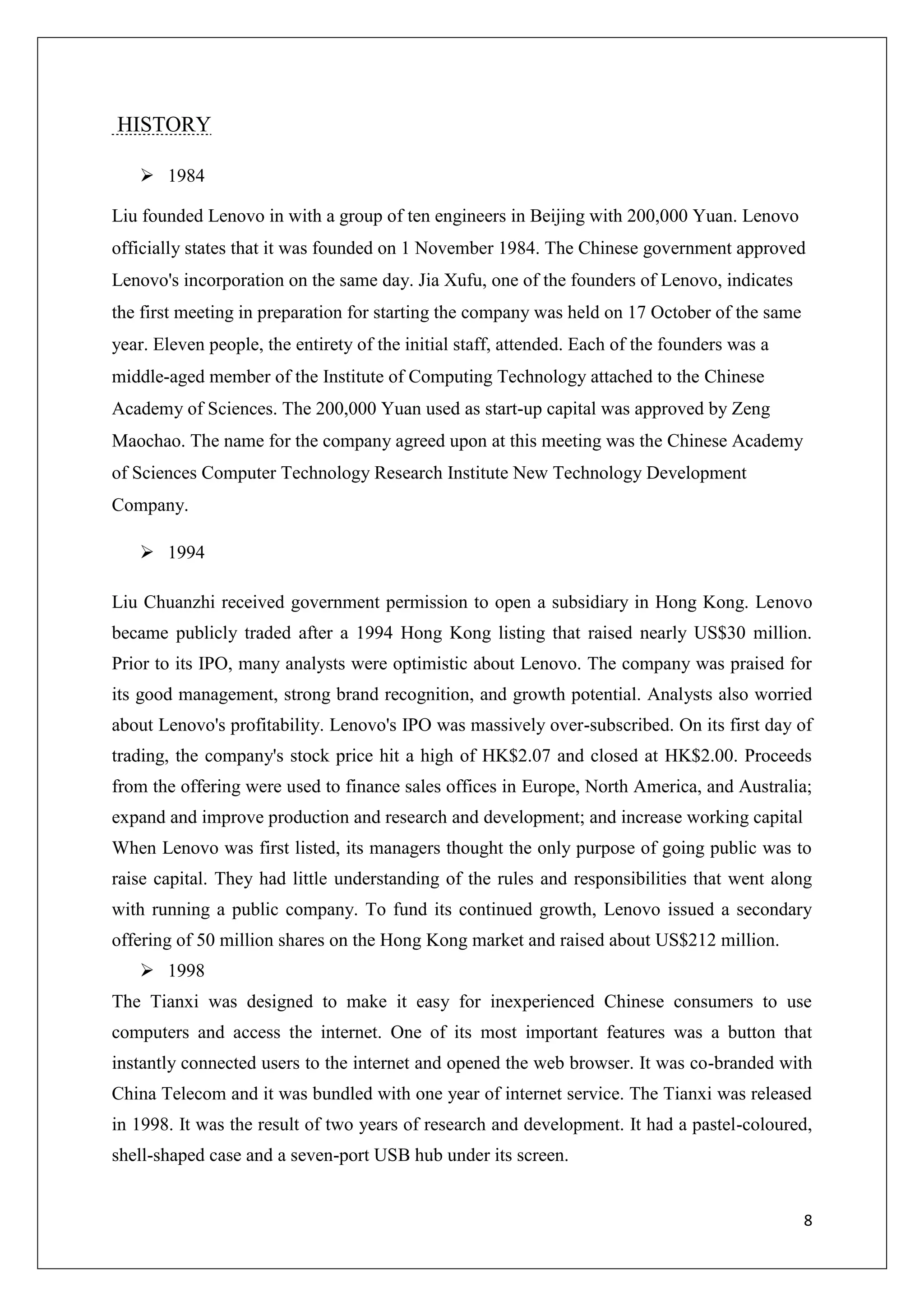 Minor Project Report on Lenovo | PDF