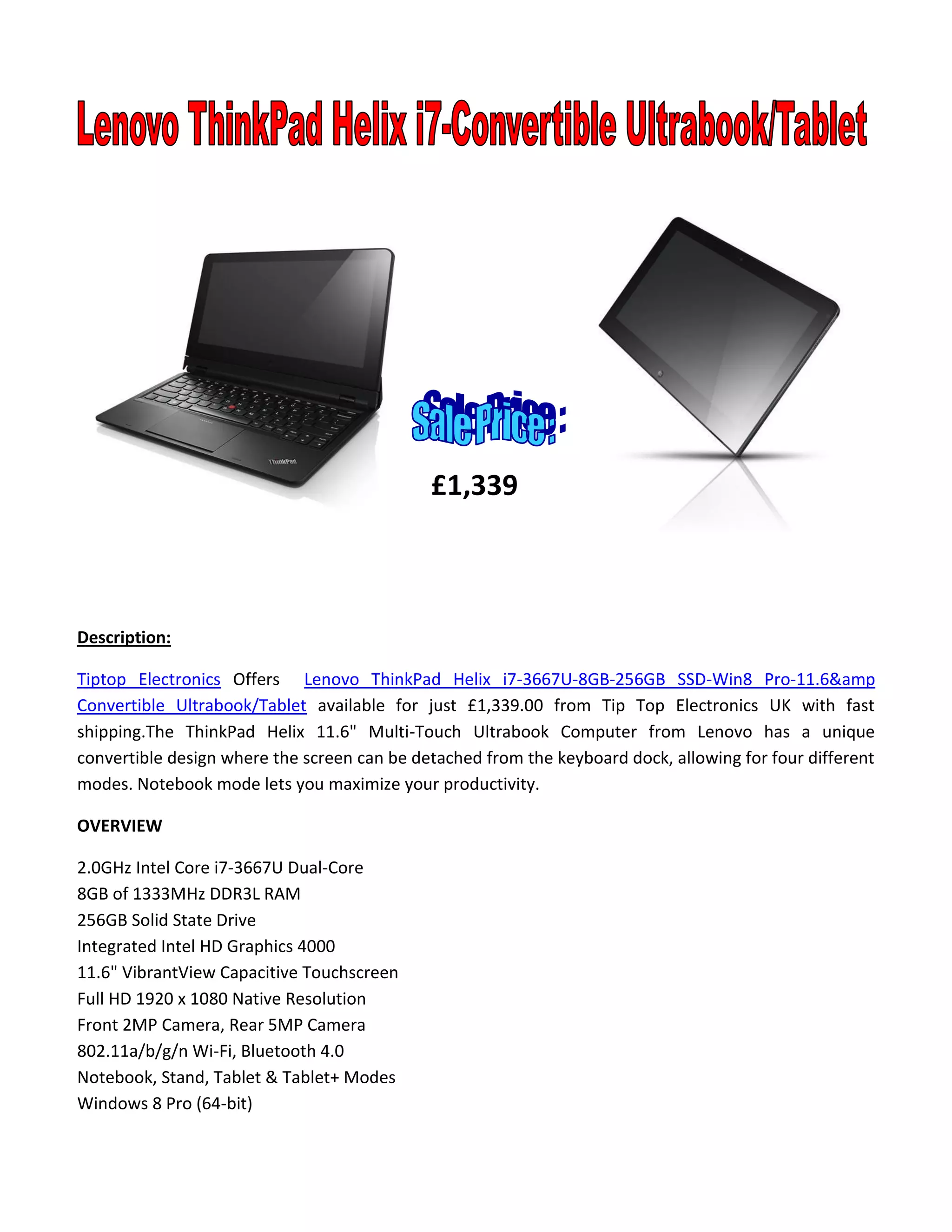Lenovo think pad helix | PDF | Laptops | Computing