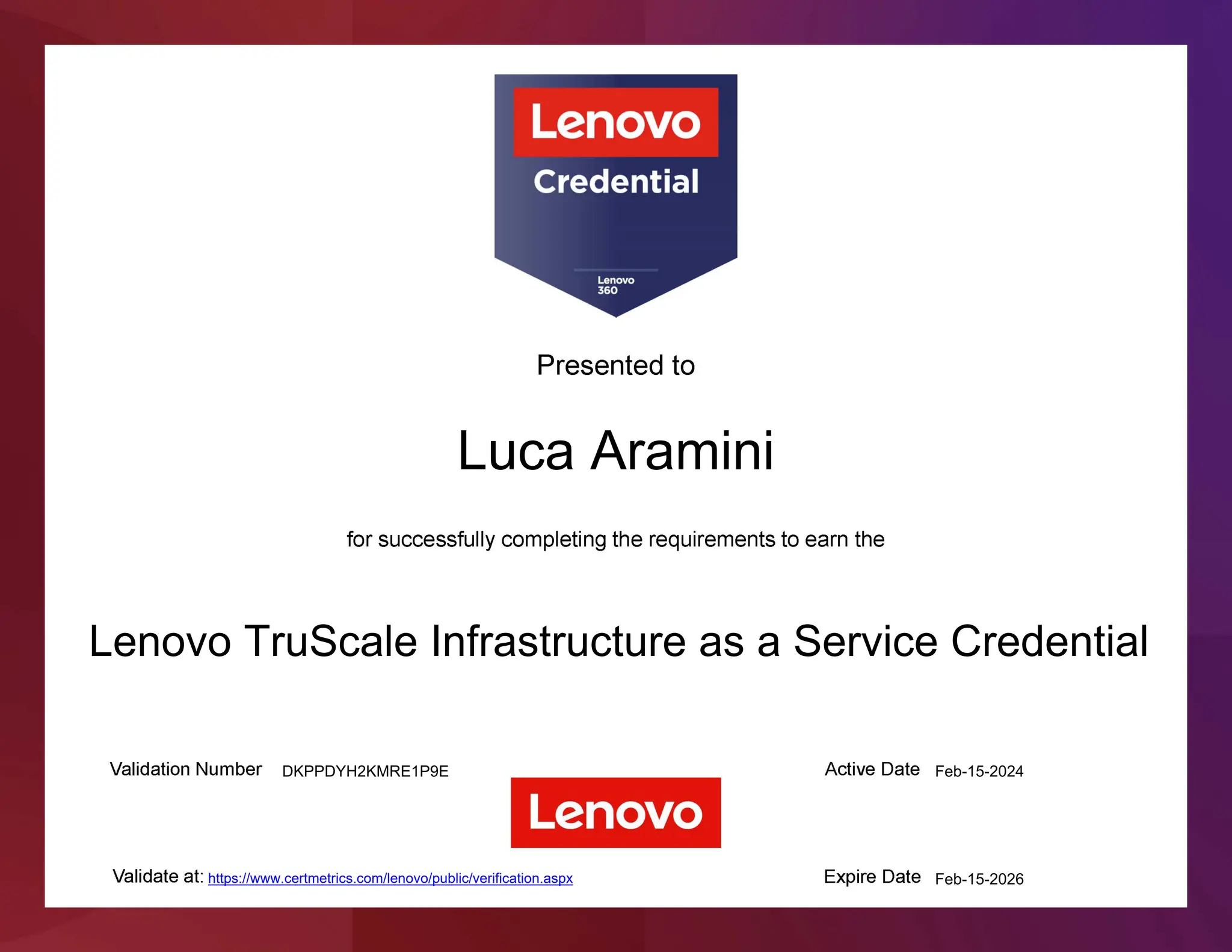 Lenovo TruScale Infrastructure as a Service Credential certificate | PDF