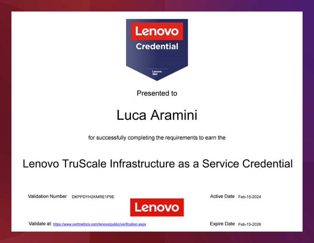Lenovo TruScale Infrastructure as a Service Credential certificate | PDF