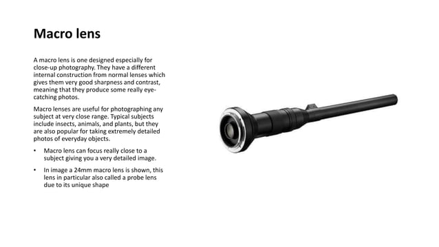 Lens and its Types | PPTX | Photography | Arts and Crafts