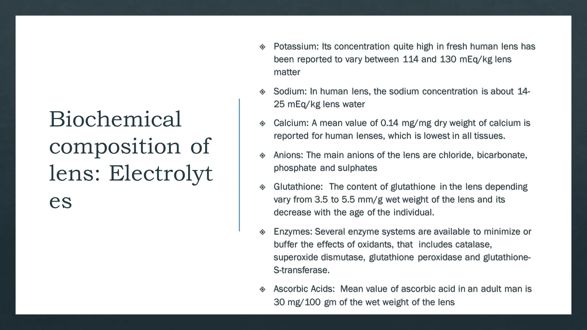 Crystaline lens Biochemistry- Ocular Biochemistry | PDF