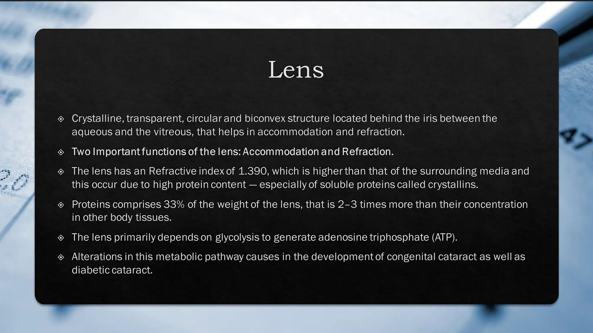 Crystaline lens Biochemistry- Ocular Biochemistry | PDF