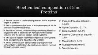 Crystaline lens Biochemistry- Ocular Biochemistry | PDF