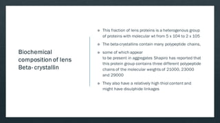 Crystaline lens Biochemistry- Ocular Biochemistry | PDF