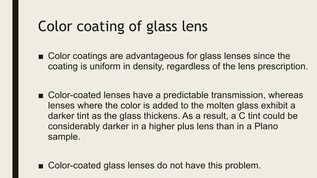 Ophthalmic Lens coatings & its types.pptx